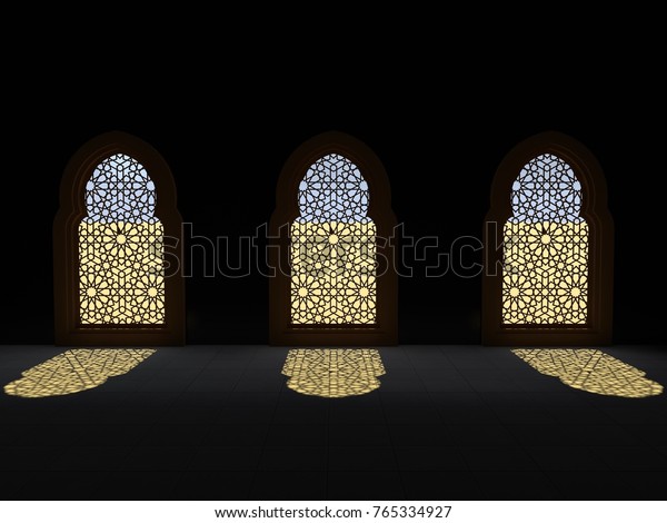 Islamic Interior Design Mosque Islamic Window Stock Illustration ...