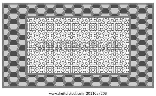Islamic Pattern On Gray Hexagon Background Stock Illustration ...