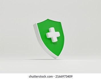 Isolate Green Shield White Plus Sign Stock Illustration 2166973409 ...
