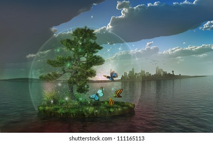 Isolated Ecosystem Stock Illustration 111165113