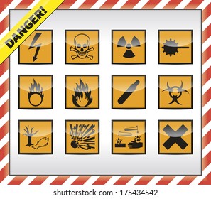Isolated Orange Danger Symbol Sign Collection Stock Illustration ...