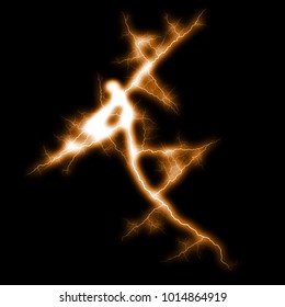 Isolated Orange Electrical Lightning Strike Visual Stock Illustration ...