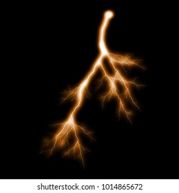 Isolated Realistic Orange Electrical Lightning Strike Stock ...