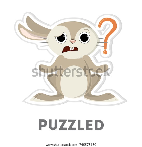 Isolated Puzzled Rabbit Question Mark On Stock Illustration 745575130