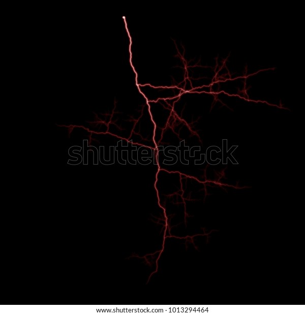 Isolated Red Electrical Lightning Strike Visual Stock Illustration ...