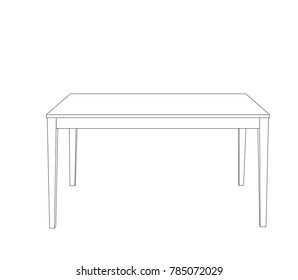 Vektor Stok Table Outline Drawing Vector Illustration Isolated (Tanpa ...