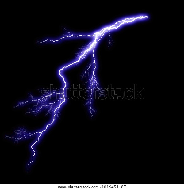 Isolated Violet Electrical Lightning Strike Visual Stock Illustration ...