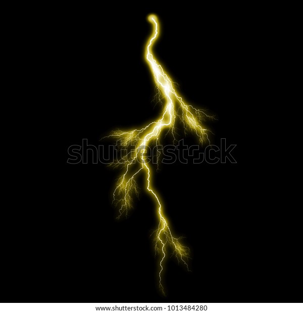 Isolated Yellow Electrical Lightning Strike Visual Stock Illustration ...