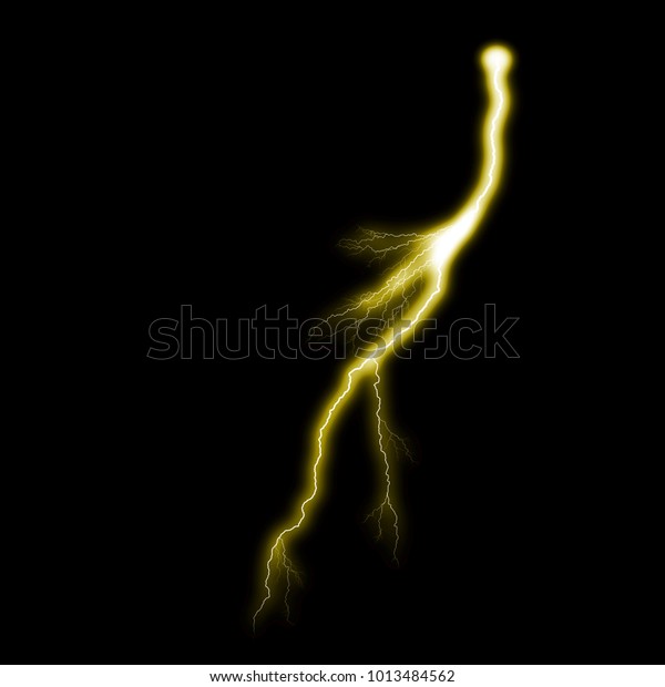 Isolated Yellow Electrical Lightning Strike Visual Stock Illustration ...