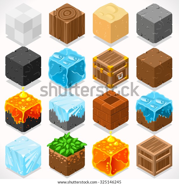 Isometric 3d Flat Mine Block Ice Stock Illustration 325146245 ...