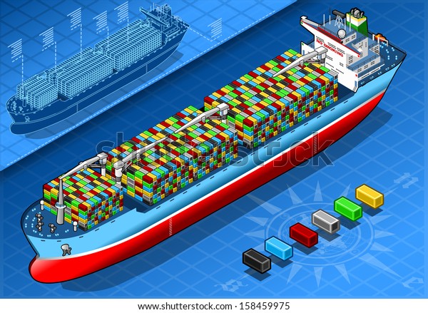 Isometric Container Cargo Ship Stock Illustration 158459975 | Shutterstock