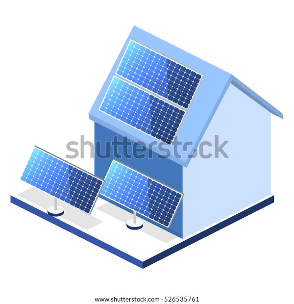Isometric Flat 3d Concept Outside Solar Stock Illustration 526535761