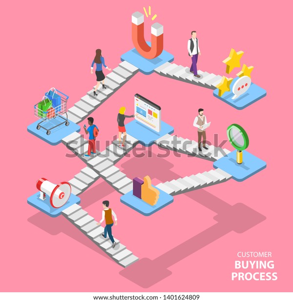 Isometric Flat Concept Serching Customer Buying Stock Illustration ...