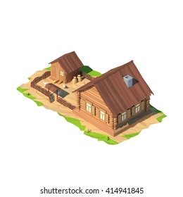 Isometric Low Poly House 3d Rendering Stock Illustration 414941872 ...