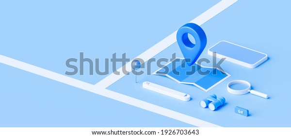 Isometric Map Location Pin Navigation Icon Stock Illustration ...