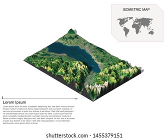 Isometric Map Virtual Terrain 3d Infographic 스톡 일러스트 1455379151 ...
