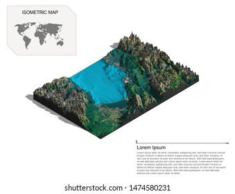 Isometric Map Virtual Terrain 3d Infographic Stock Illustration ...