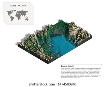 Isometric Map Virtual Terrain 3d Infographic Stock Illustration ...