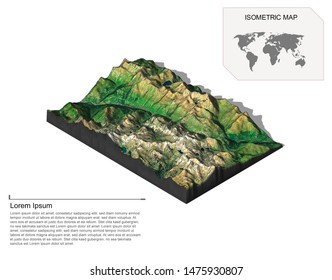 Isometric Terrain 3d Map Infographic Stock Illustration 1337151323