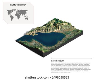 Isometric Map Virtual Terrain 3d Infographic Stock Illustration ...