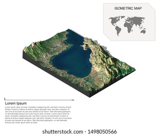 Isometric Map Virtual Terrain 3d Infographic Stock Illustration ...