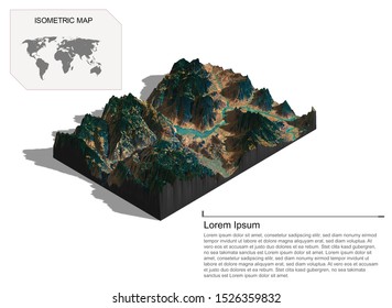 Isometric Map Virtual Terrain 3d Infographic Stock Illustration ...