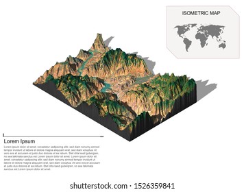 Isometric Map Virtual Terrain 3d Infographic Stock Illustration ...