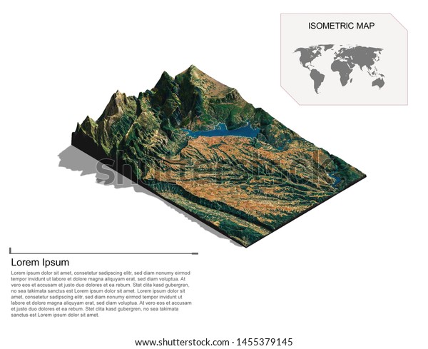 Isometric Map Virtual Terrain 3d Infographic Stock Illustration ...
