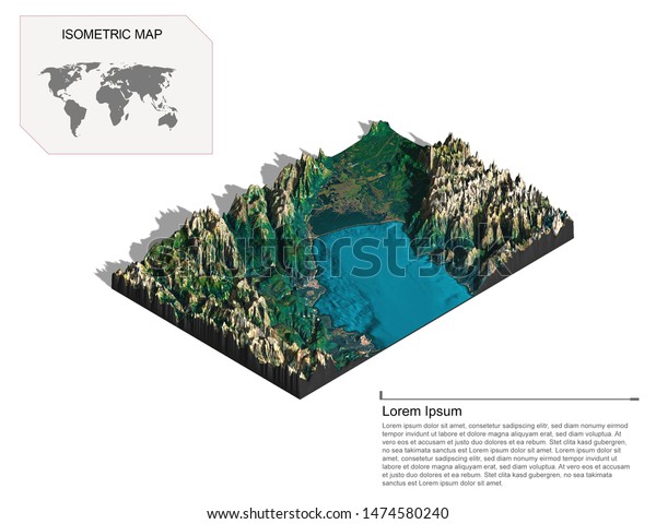 Isometric Map Virtual Terrain 3d Infographic Stock Illustration ...