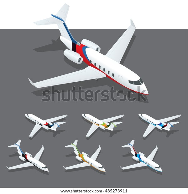 Isometric Private Jet Infographic Elements Set Stock Illustration ...