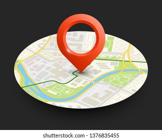 Isometric Round City Map Navigation Point 库存插图 1376835455 | Shutterstock