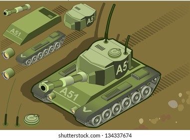 Isometric Tank Front View Stock Illustration 134337674