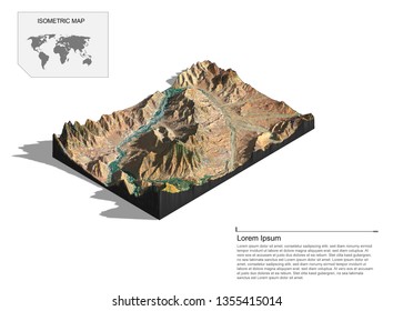 Isometric Terrain 3d Map Infographic Stock Illustration 1355415014 ...