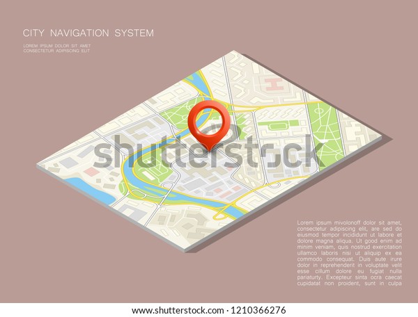 Isometry City Map Navigation Color Point Stock Illustration 1210366276