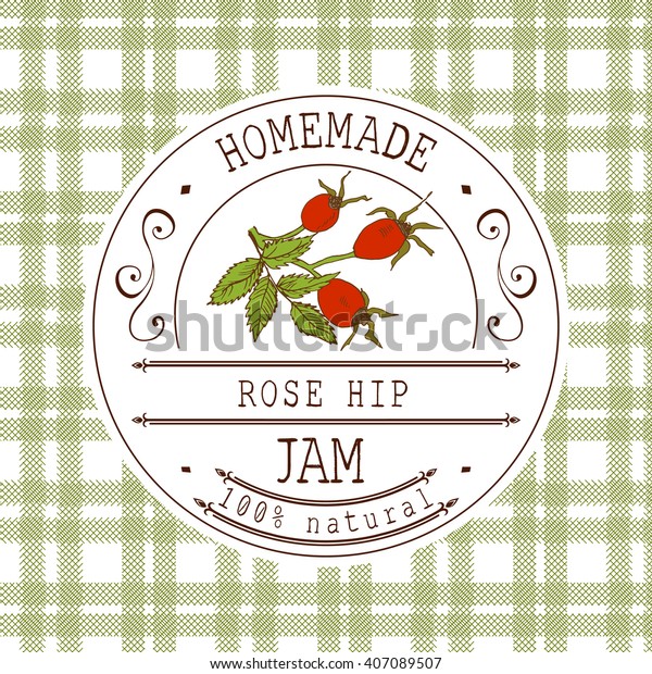 Jam Label Design Template Rose Hip Stock Illustration 407089507 ...