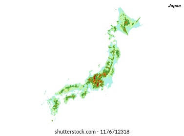 Japan Elevation Map 3d Rendering Stock Illustration 1176712318 ...
