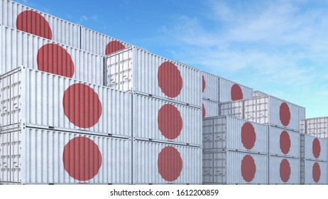 Japan Shipping Containers Stack 3d Render Stock Illustration 1612200859 ...