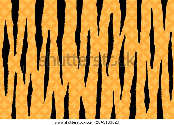 Japanese Pattern Tiger Pattern Background Material Stock Illustration ...
