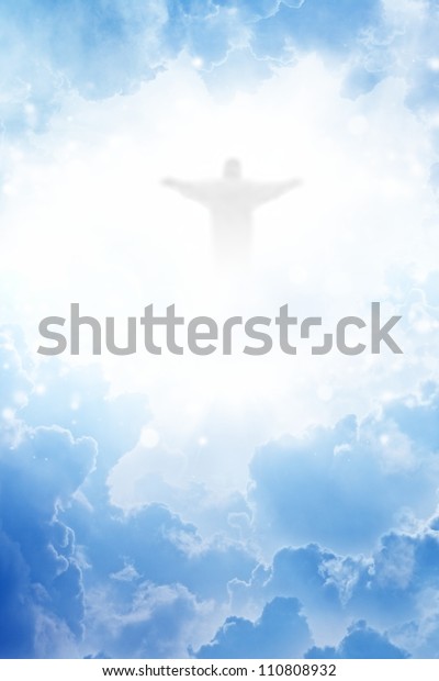 Jesus Christ Blue Sky Clouds Heaven Stock Illustration 110808932