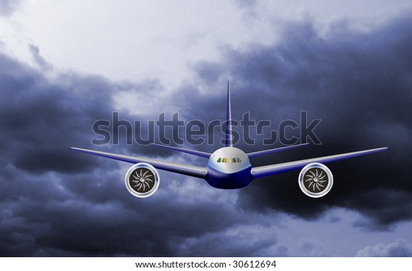 Jet Plane Full Flight Front View Stock Illustration 30612694 | Shutterstock