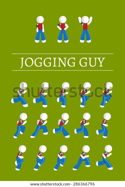 Jogging Standing Stickman Guy Sprite Sheet Stock Illustration 286366796