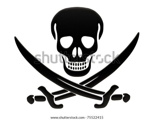 Jolly Roger Skull Crossed Swords Isolated Stock Illustration 75522415