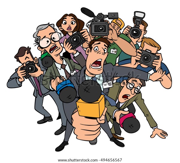 Journalists Crowd Interviews On White Background Stock Illustration ...