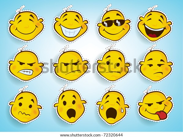 Jpeg Collection Cute Faces Different Facial Stock Illustration 72320644