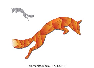 Jumping Fox Made Triangles Stock Illustration 170405648 | Shutterstock