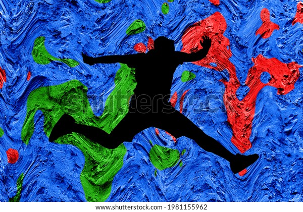Jumping Human Figure Red Background Stock Illustration 1981155962 ...