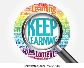 Keep Learning Word Cloud Magnifying Glass Stock Illustration 400547086 ...