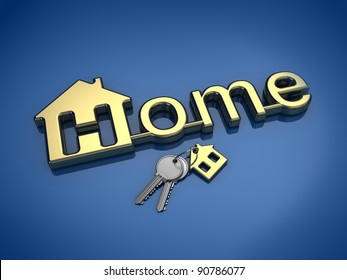 Blue House Key On White Background Stock Illustration 385155670 ...