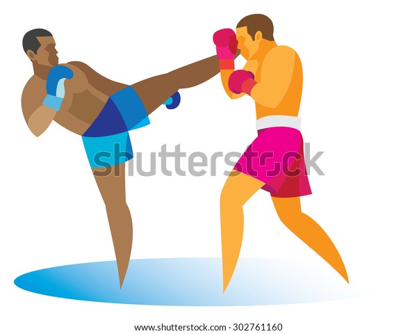 Kickboxingkicking Stock Illustration 302761160