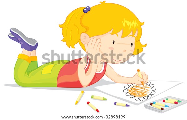 Kid Drawing Vector Image Available Portfolio Stock Illustration ...